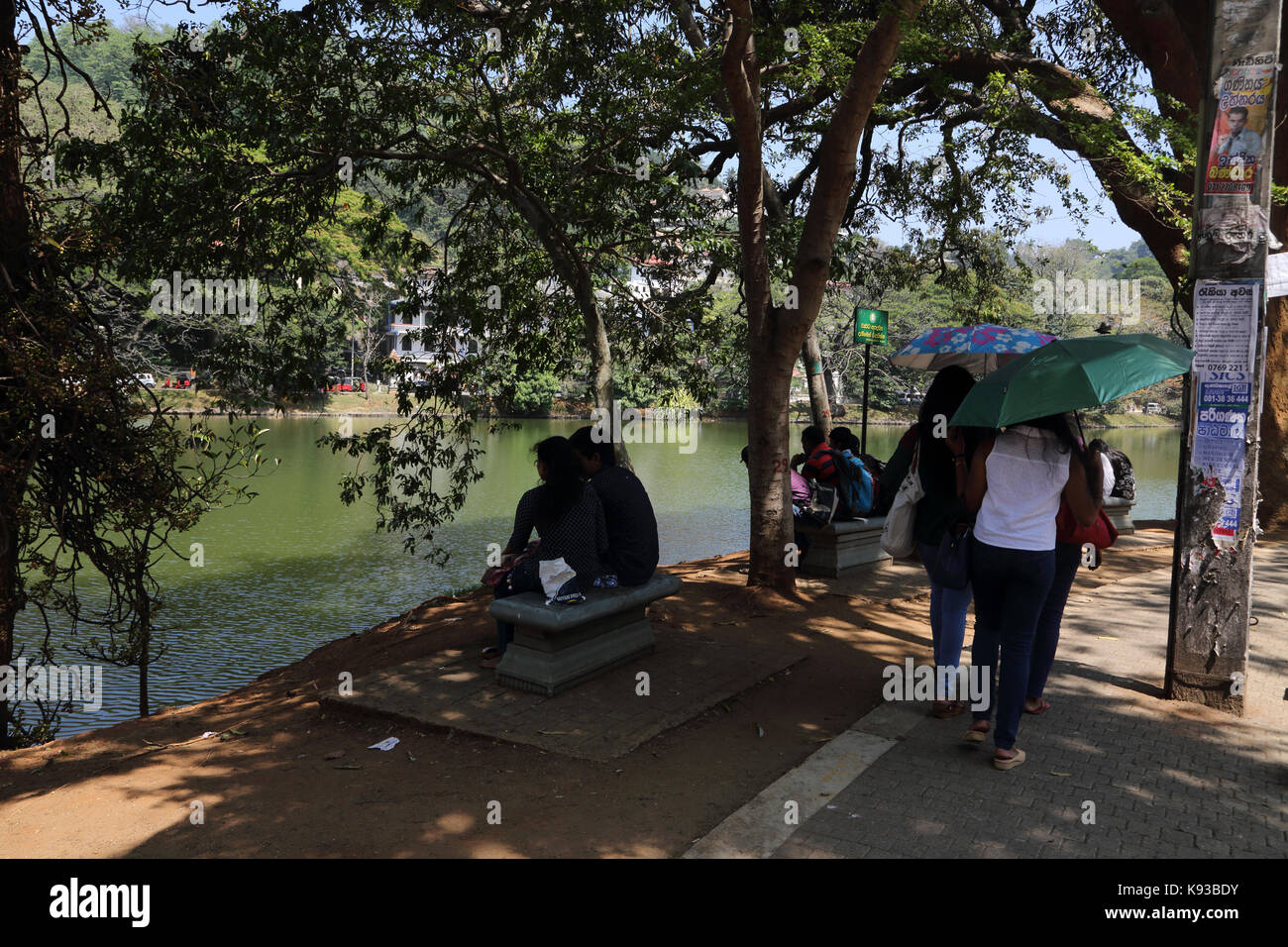 Kandy Sri Lanka People by Kandy Lake Kiri Muhuda Large Artificial Lake ...