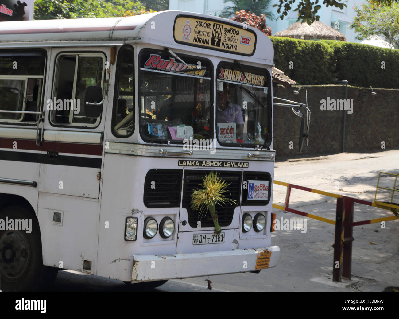 Kandy Sri Lanka Botanics tied on front of a Pilgrimage Tour Bus Stock ...