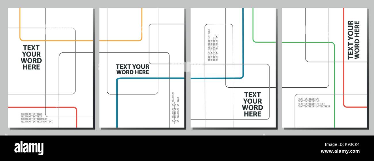 Set of 4 minimal geometric line graphics for background or covers ...