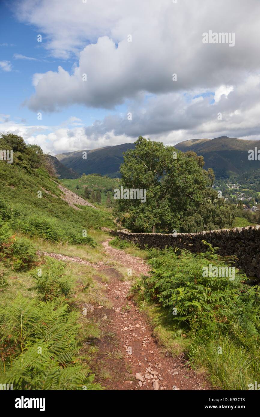 Path to Grasmere from Silver Howe, the Lake District, Cumbria, England ...