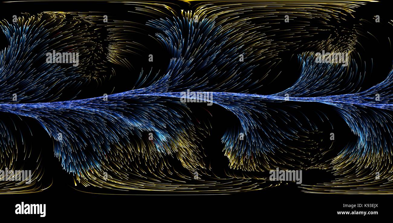 360 degree panoramic view into energy particles swarm. 3d illustration ...