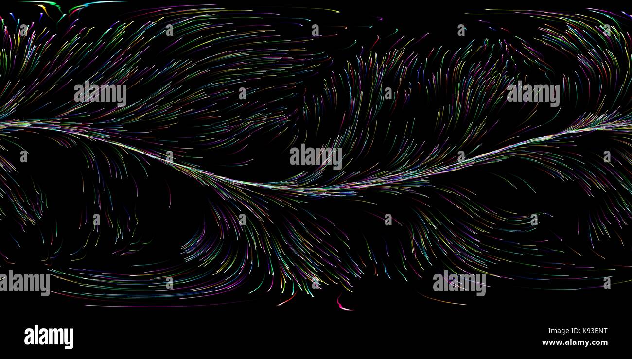 360 degree panoramic view into energy particles swarm. 3d illustration ...
