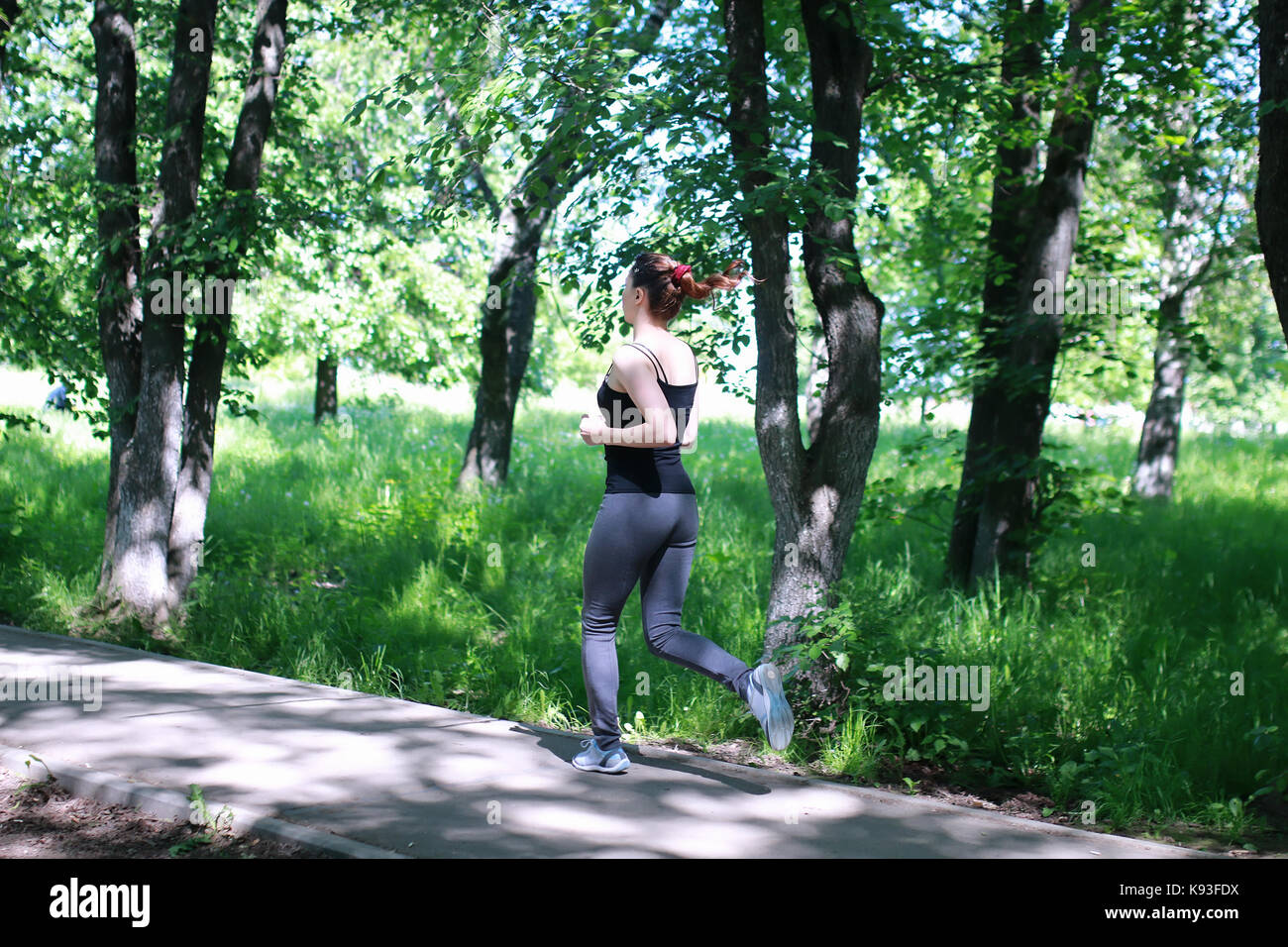 woman sport run in park outdoor Stock Photo - Alamy