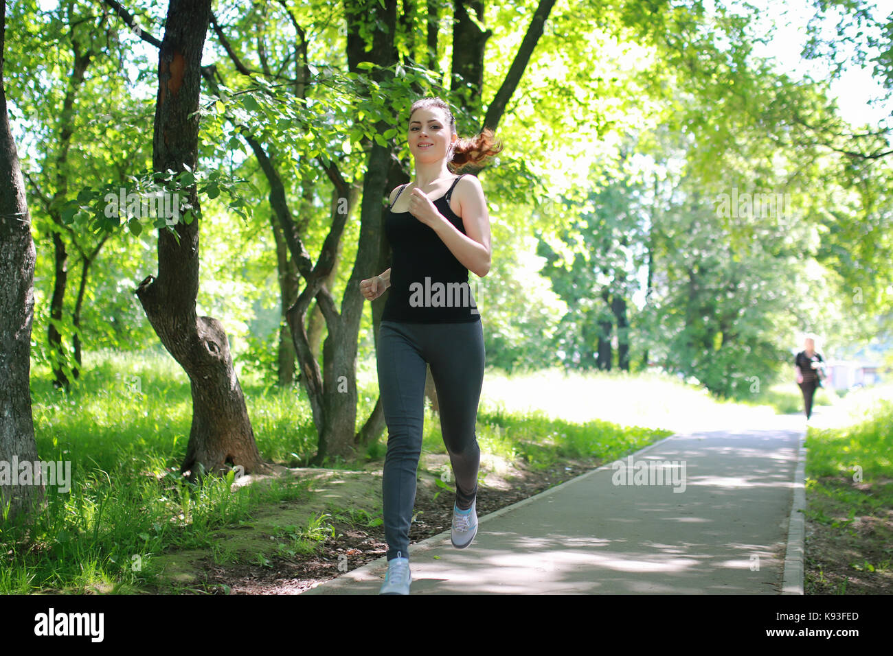 woman sport run in park outdoor Stock Photo - Alamy