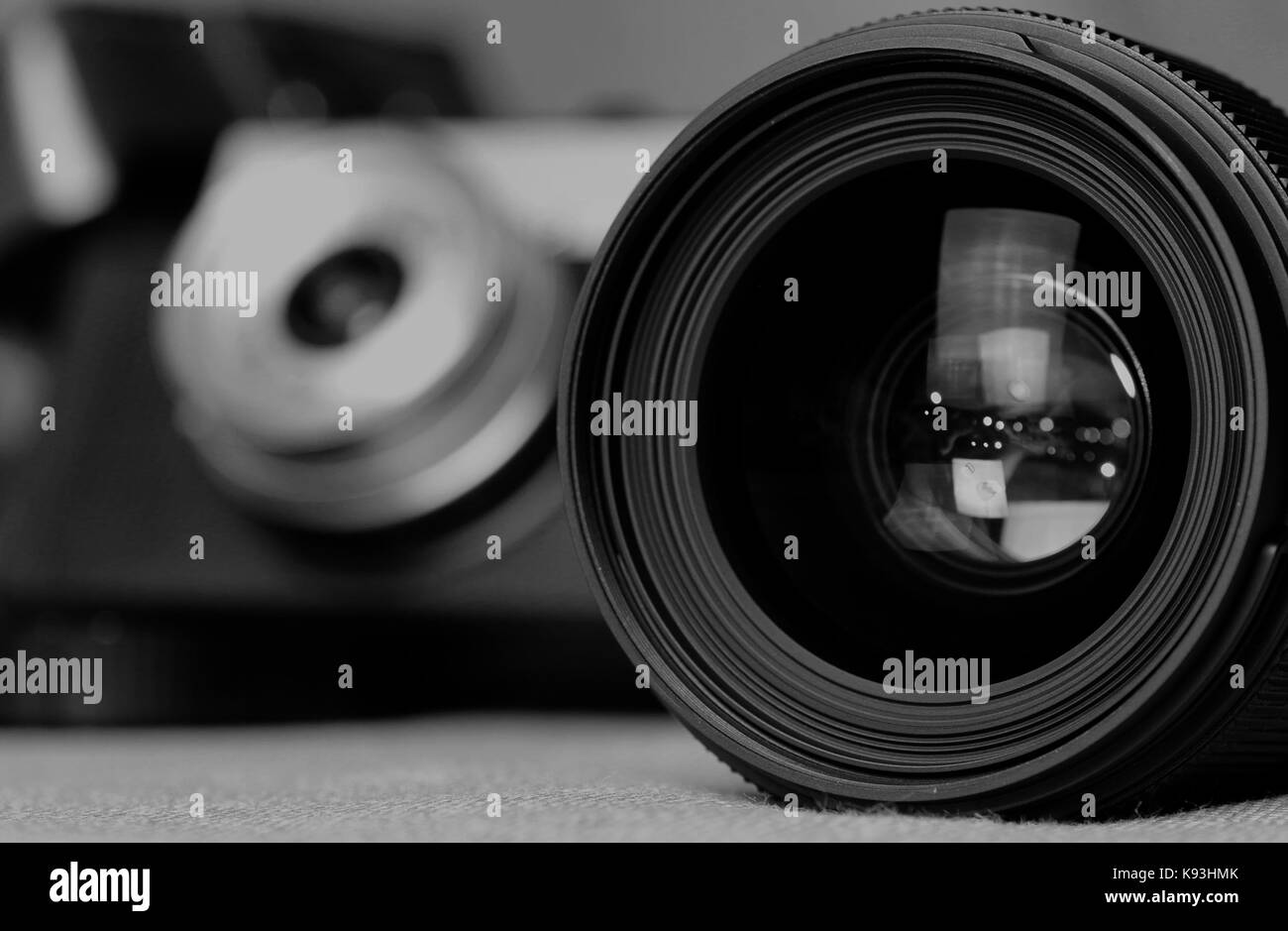 monochrome lens flare object Stock Photo - Alamy