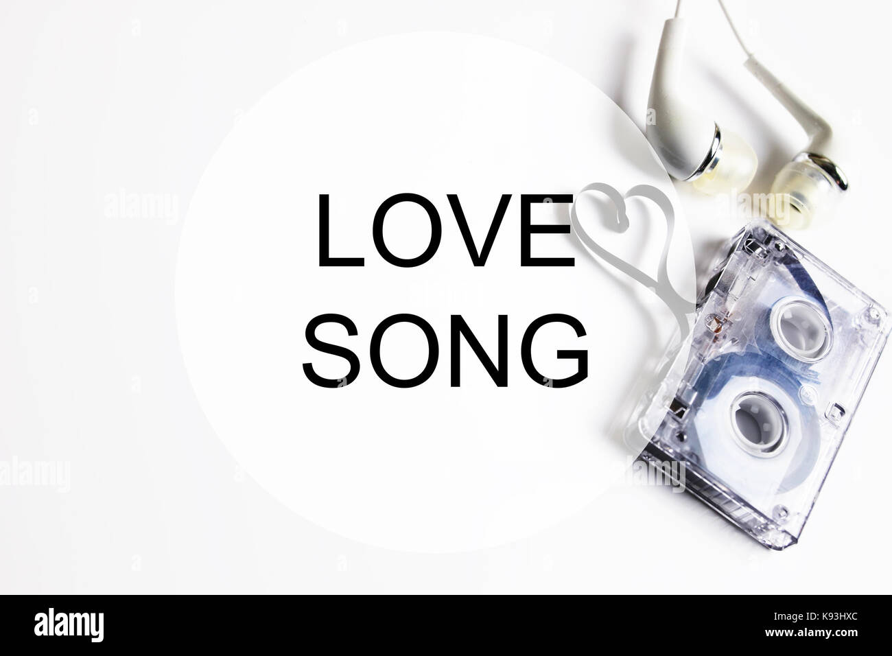 love song background om audio cassette tape shape heart Stock Photo - Alamy