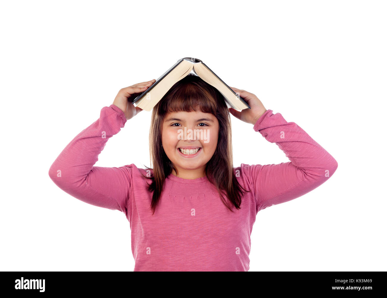 Beautiful girl with a book isolated on a white background Stock Photo ...