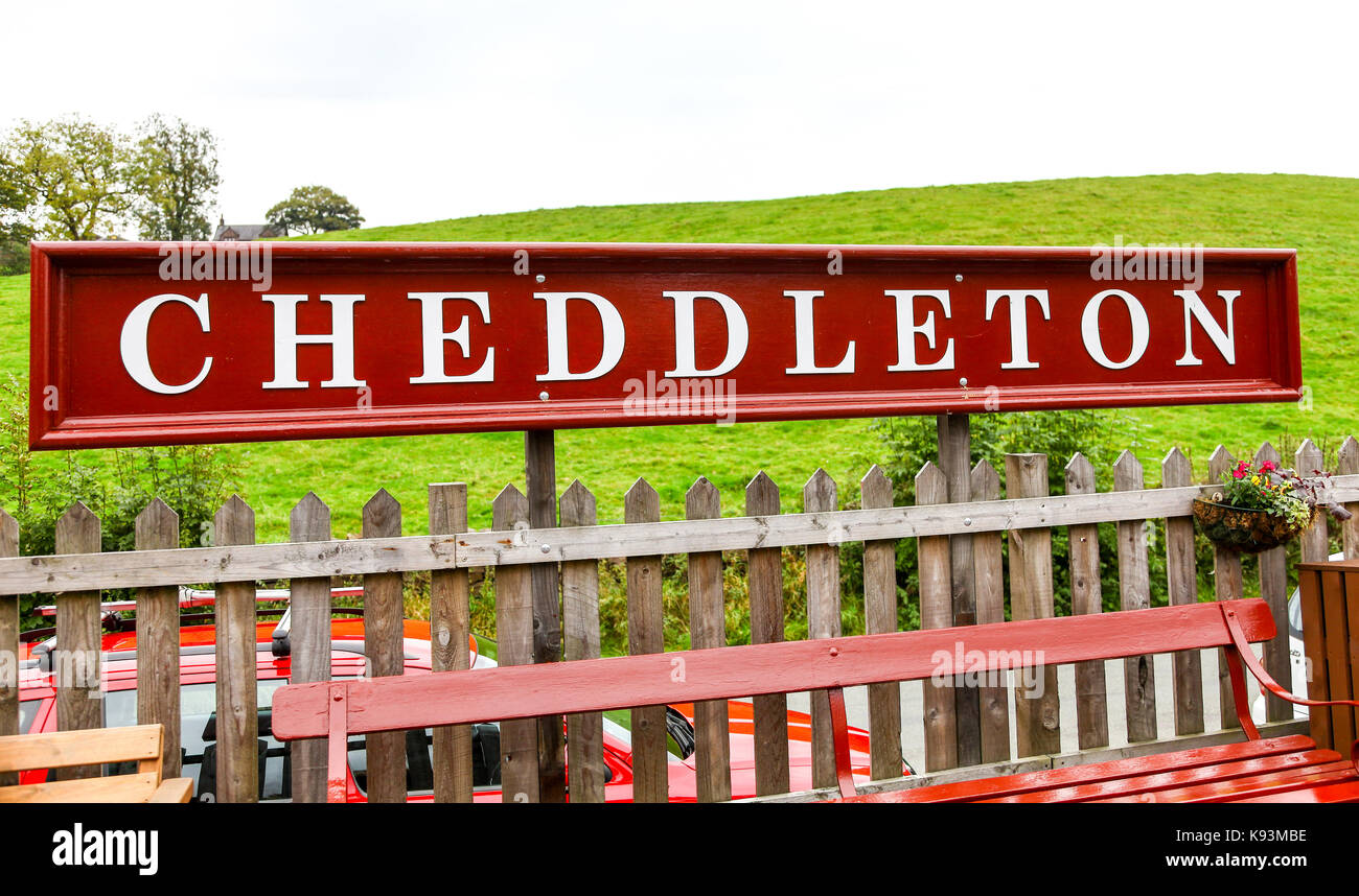 A sign saying Cheddleton, at Cheddleton Station Churnet Valley Railway ...