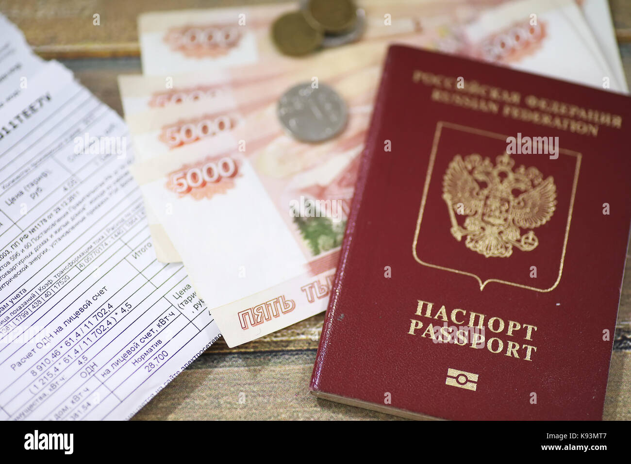 Documents and money on the floor Stock Photo - Alamy