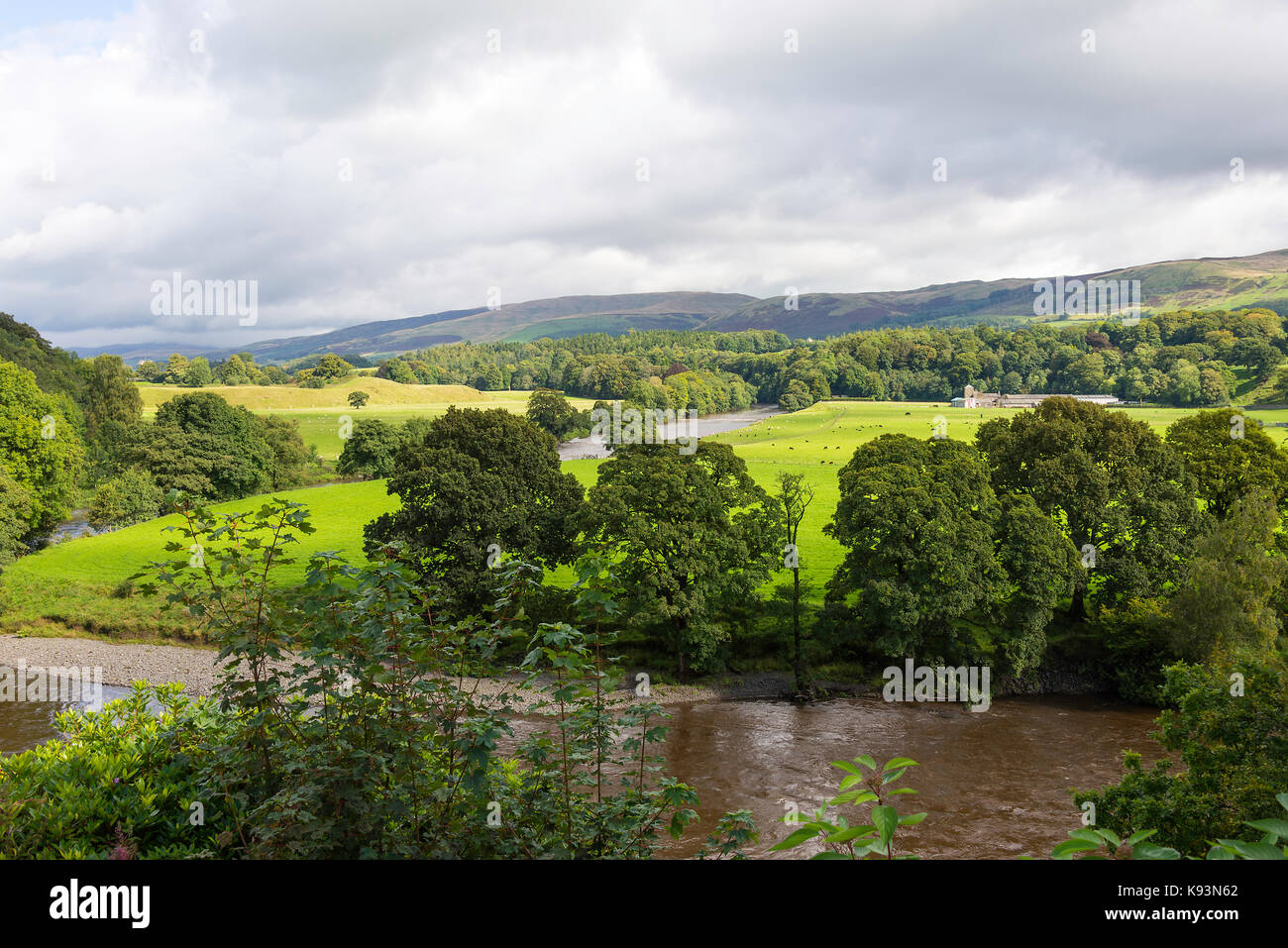 The River Lune from Ruskins View in Kirkby Lonsdale Cumbria England ...