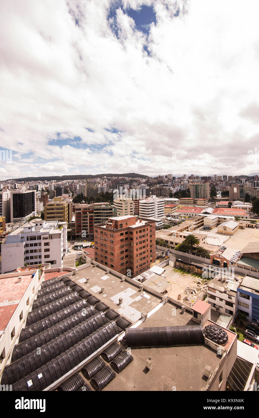 QUITO, ECUADOR- MAY 07, 2017: Beautiful view from modern part of Quito ...