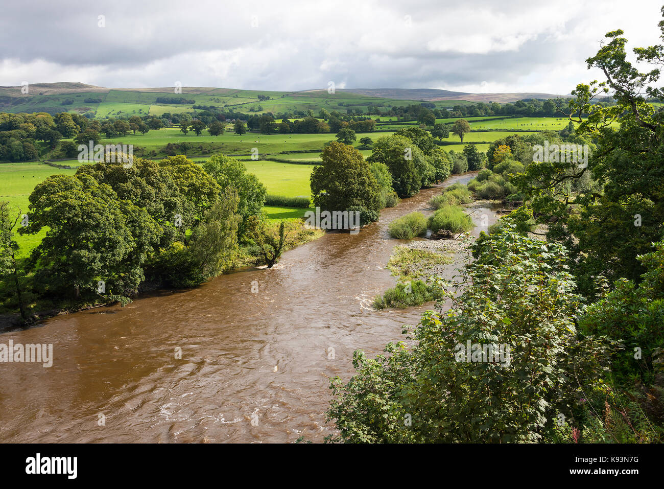 The River Lune from Ruskins View in Kirkby Lonsdale Cumbria England ...
