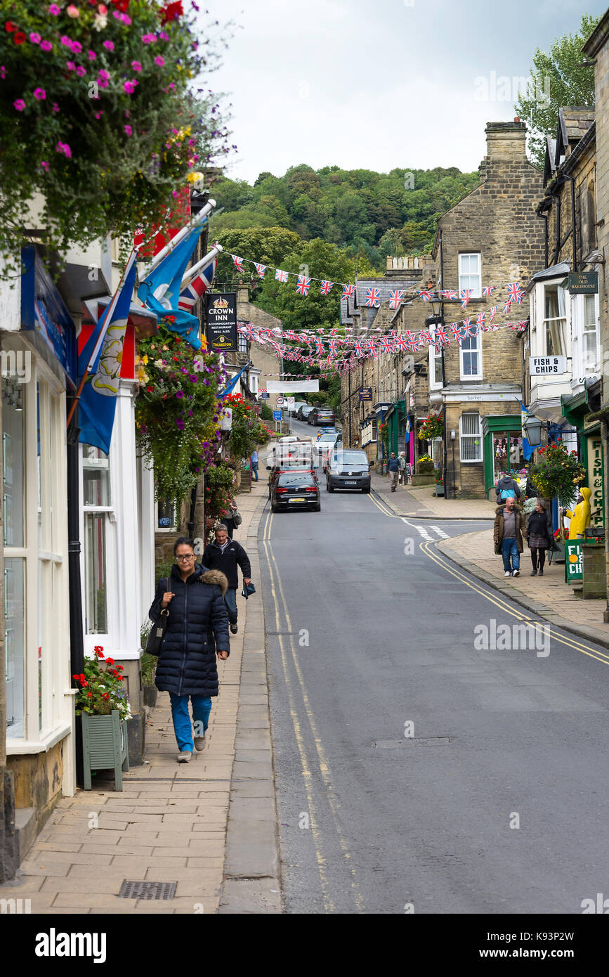 The Lovely High Street with Union Jack Bunting in Pateley Bridge North ...