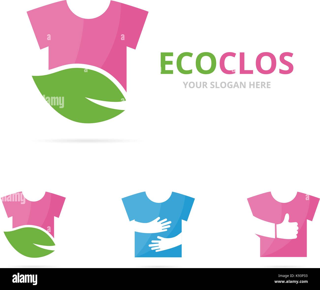 Set of cloth logo combination. Shirt and eco symbol or icon. Unique ...