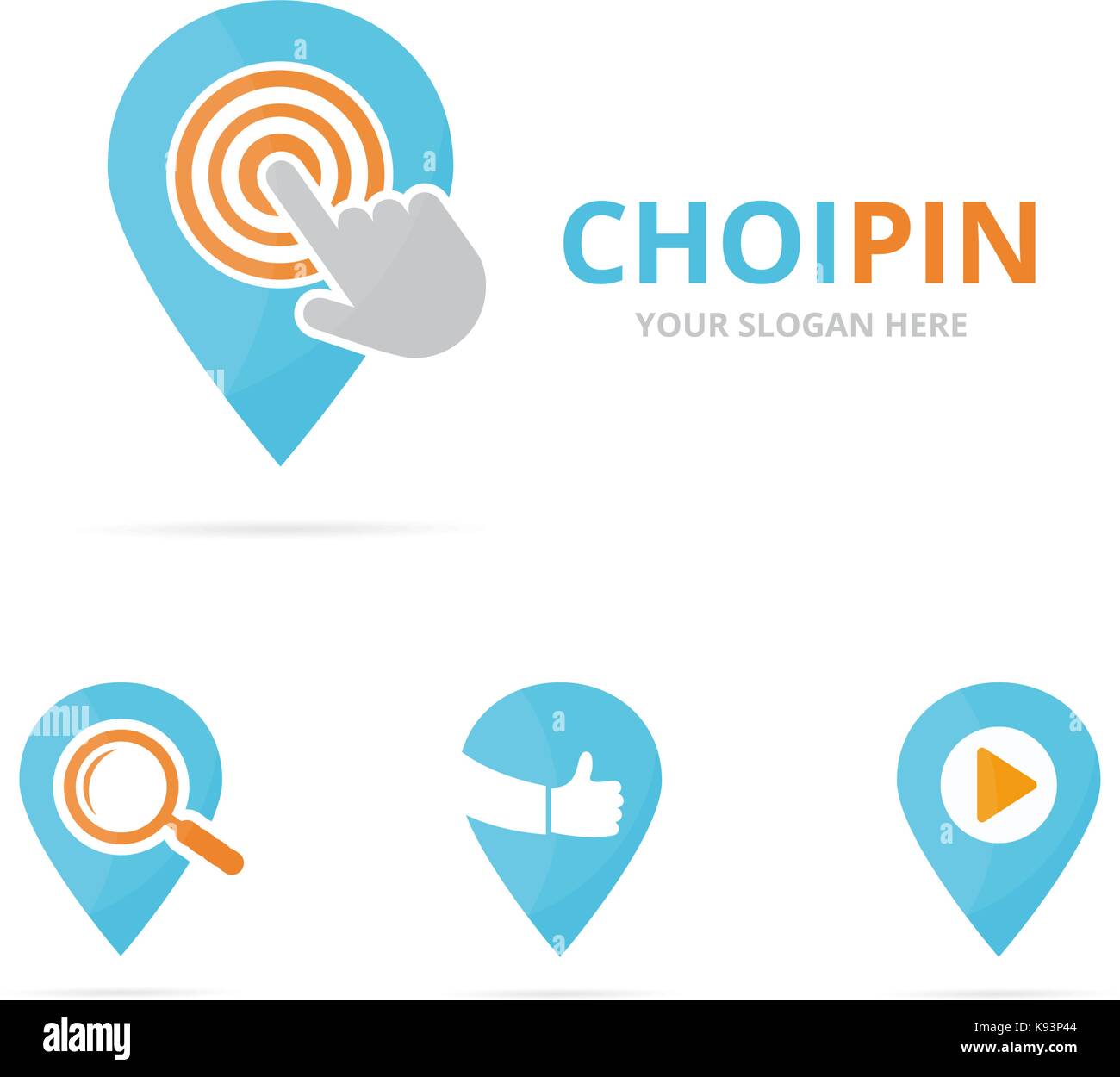 Set Of Map Pointer Logo Combination Gps Locator And Cursor Symbol Or Icon Unique Pin And