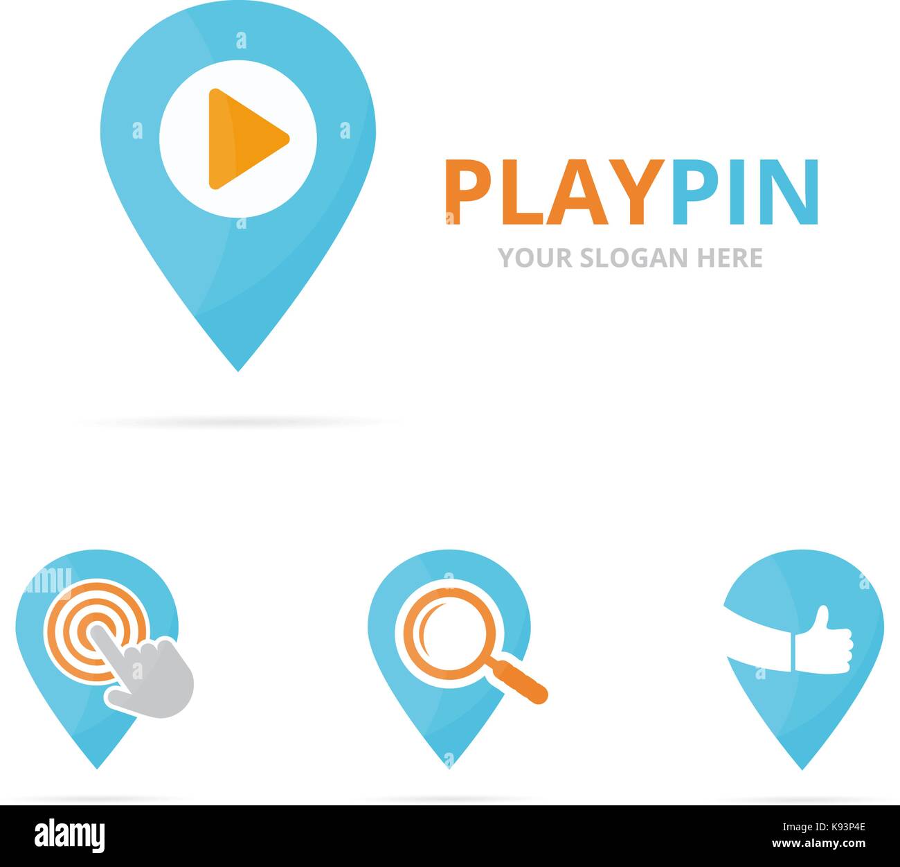 Set Of Map Pointer Logo Combination Gps Locator And Record Symbol Or Icon Unique Pin And Audio