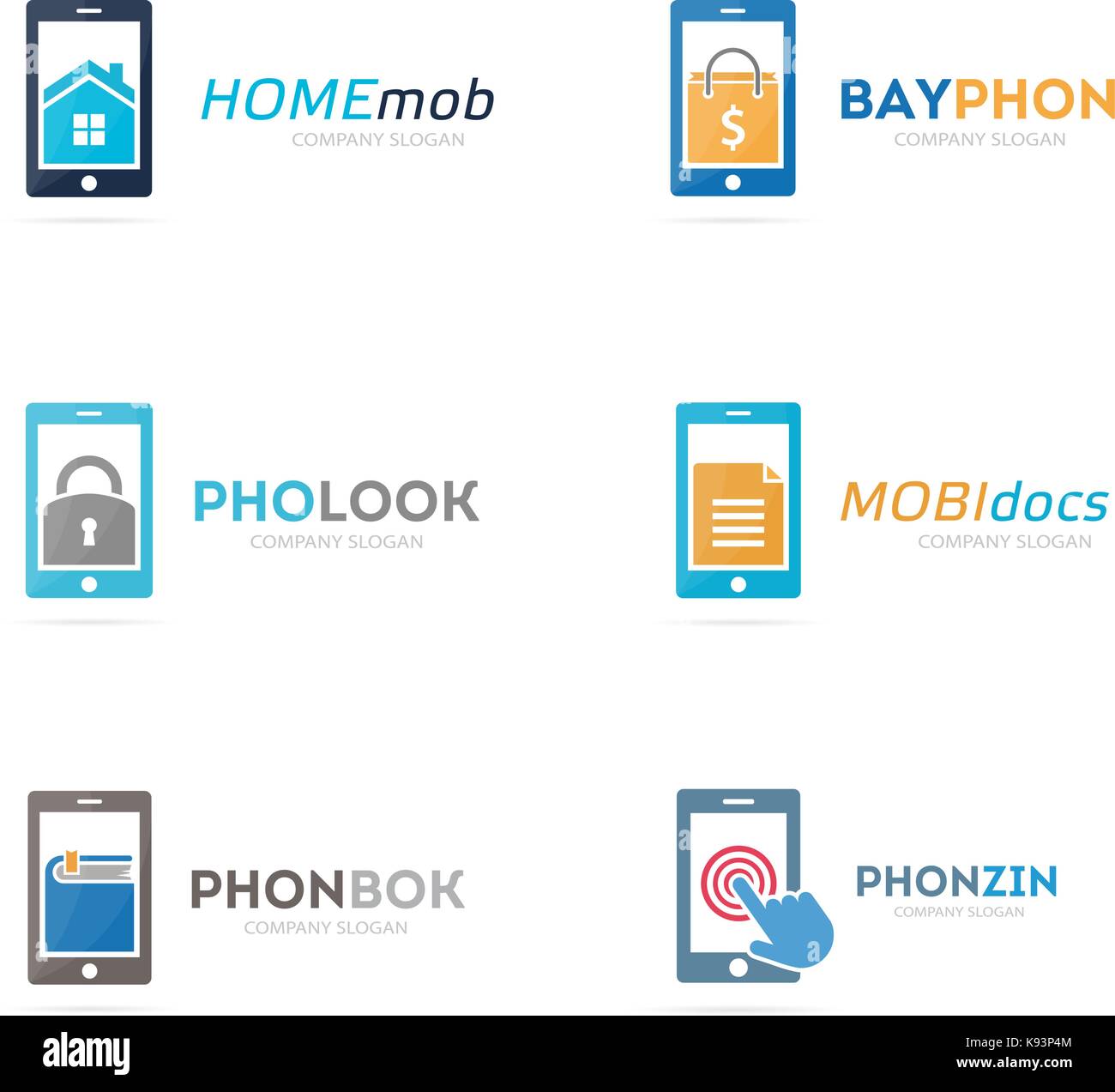Set of phone logo combination. Mobile and gadget symbol or icon. Unique ...