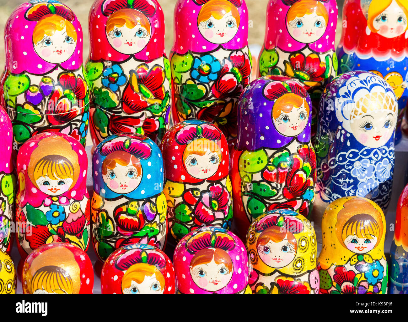 Samara, Russia - September 15, 2017: Large selection of matryoshkas ...