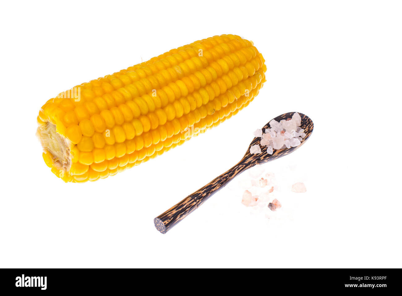 Boiled corn with salt, isolated on white background. Studio Photo Stock ...
