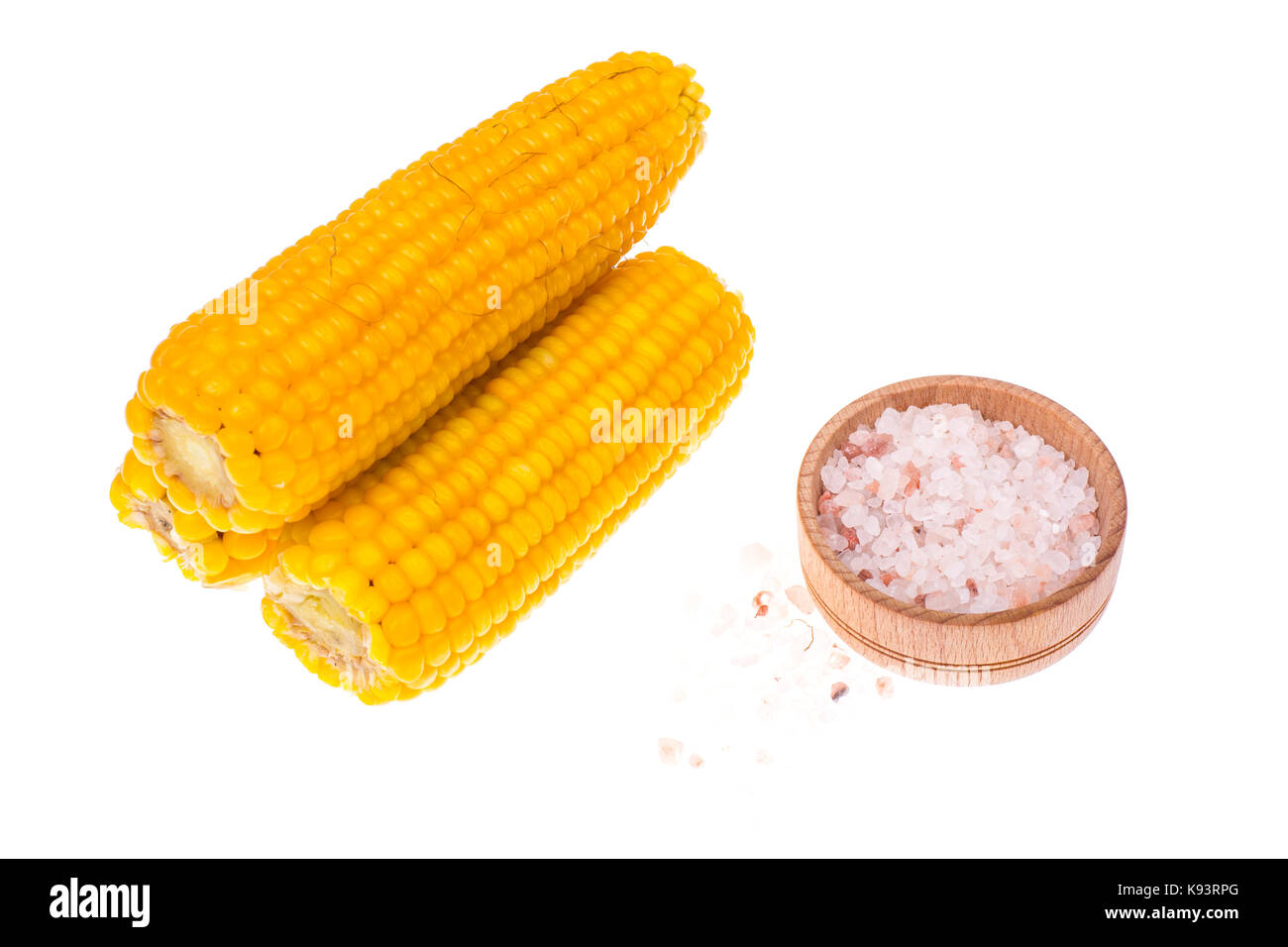 Boiled corn with salt, isolated on white background. Studio Photo Stock ...