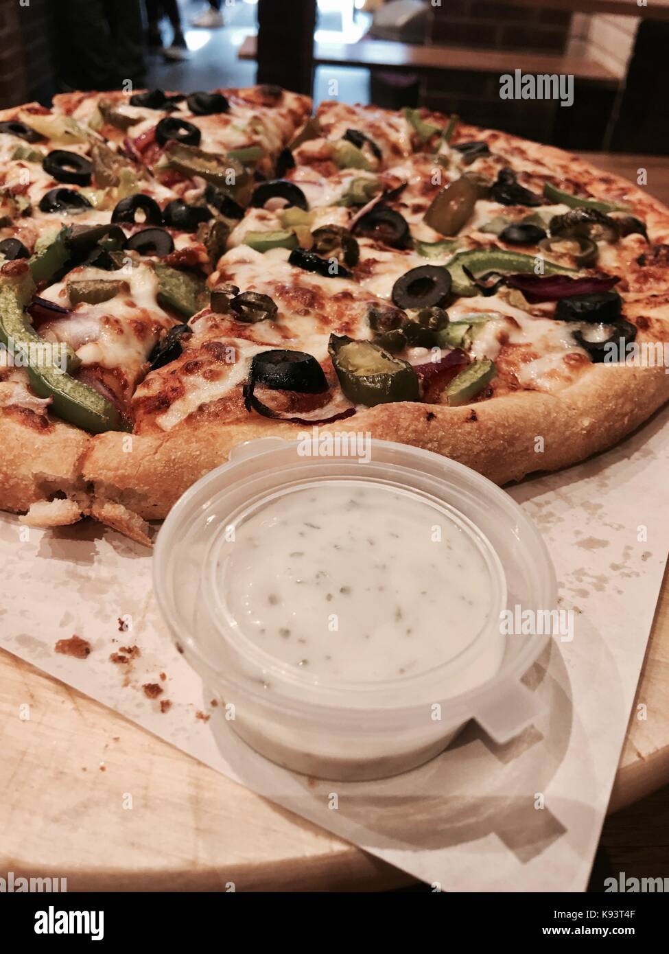 Delicious and fresh italian pizza with vegetables, jalapeno and ...