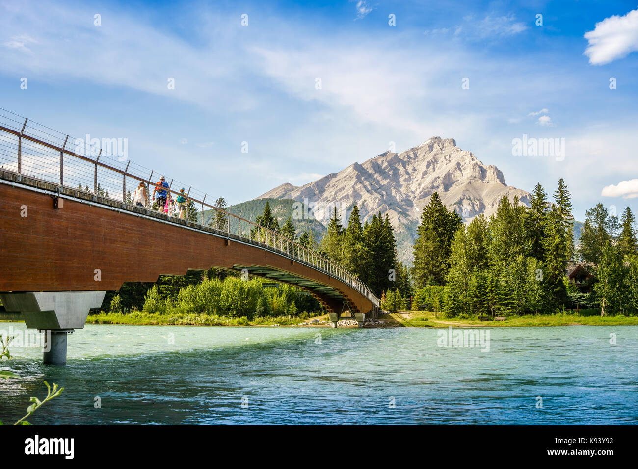 Foot bridge in Banff, Banff National Park, Alberta, Canada Stock Photo ...