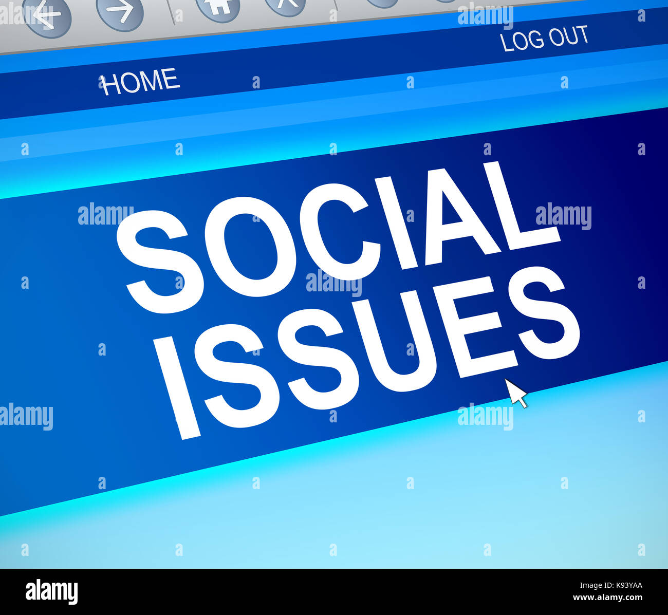 Illustration depicting a computer screen capture with a social issues ...