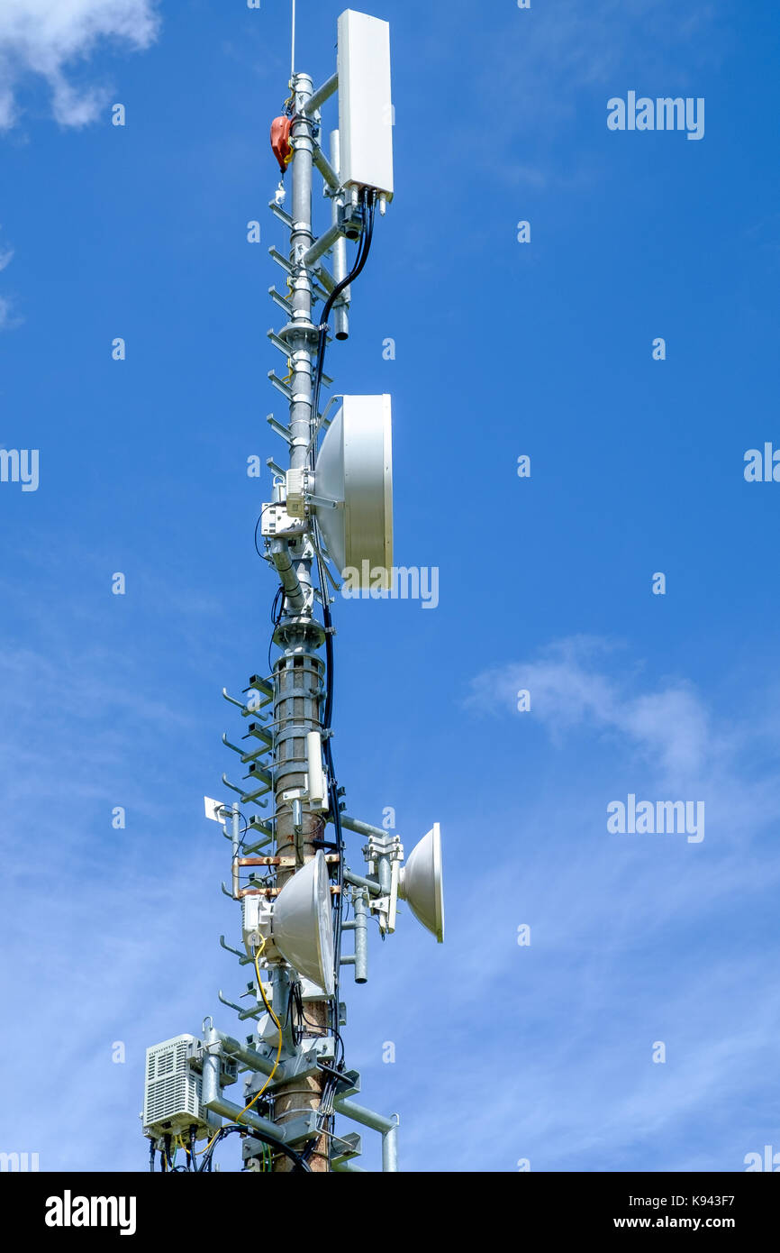 Communications Tower Pole Mobile Internet Wif with blue Sky Stock Photo ...