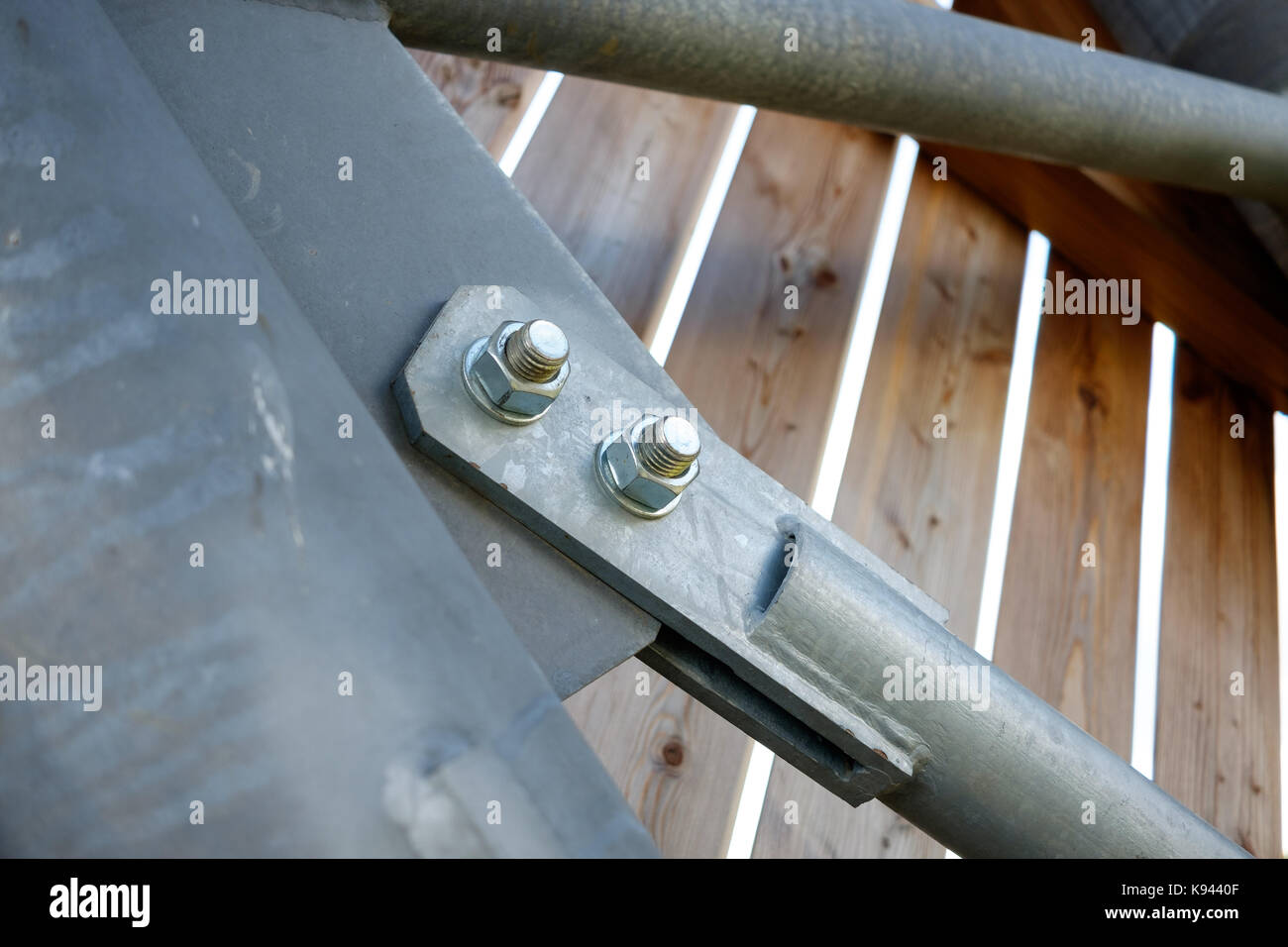 Big power pole screw clamps Stock Photo - Alamy