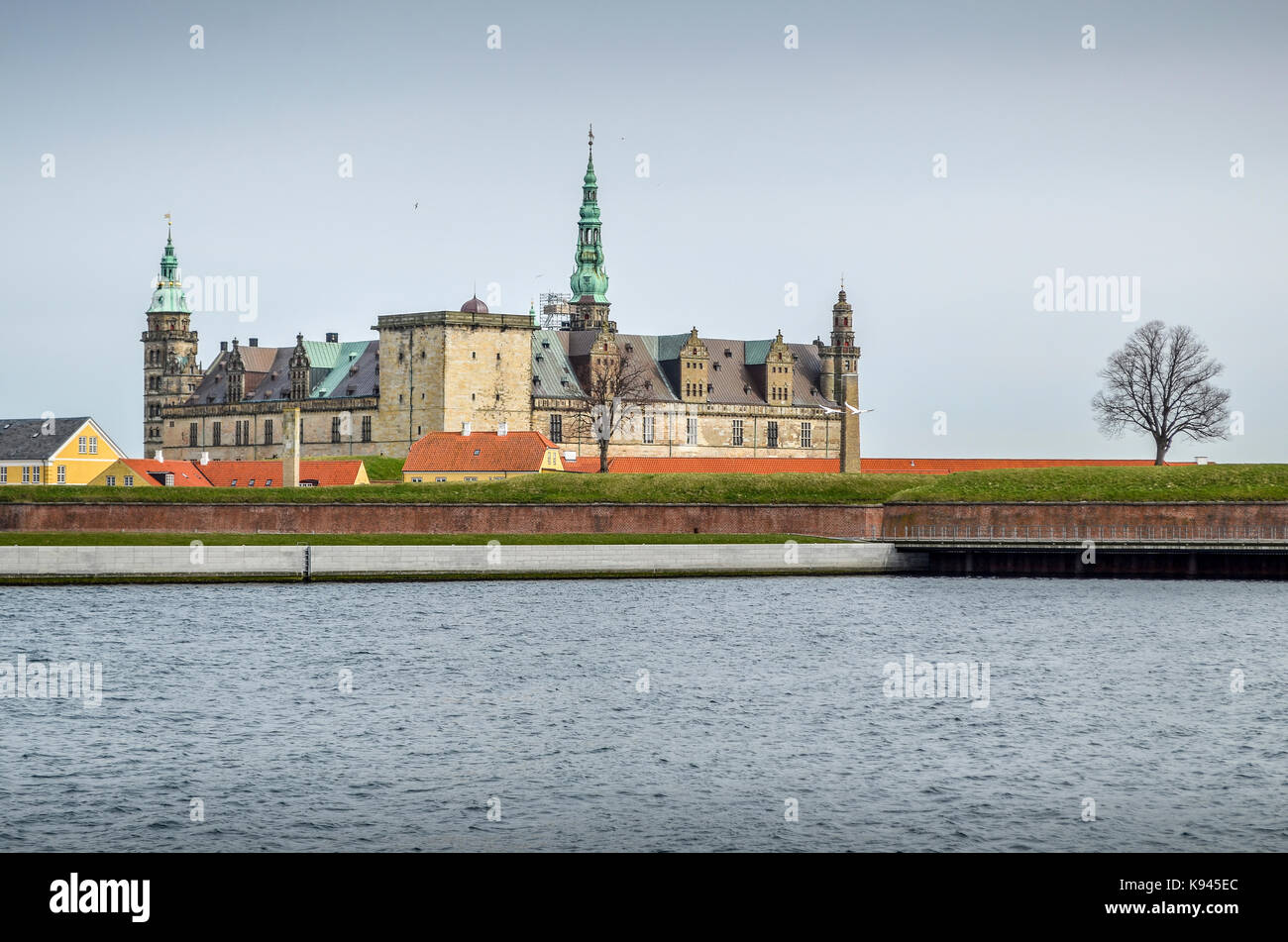 Exterior view of Kronborg Castle, Helsingor, Denmark seen from across ...