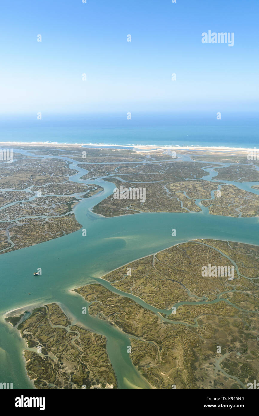 Aerial view of marshland near the coast in Andalusia, Spain Stock Photo ...