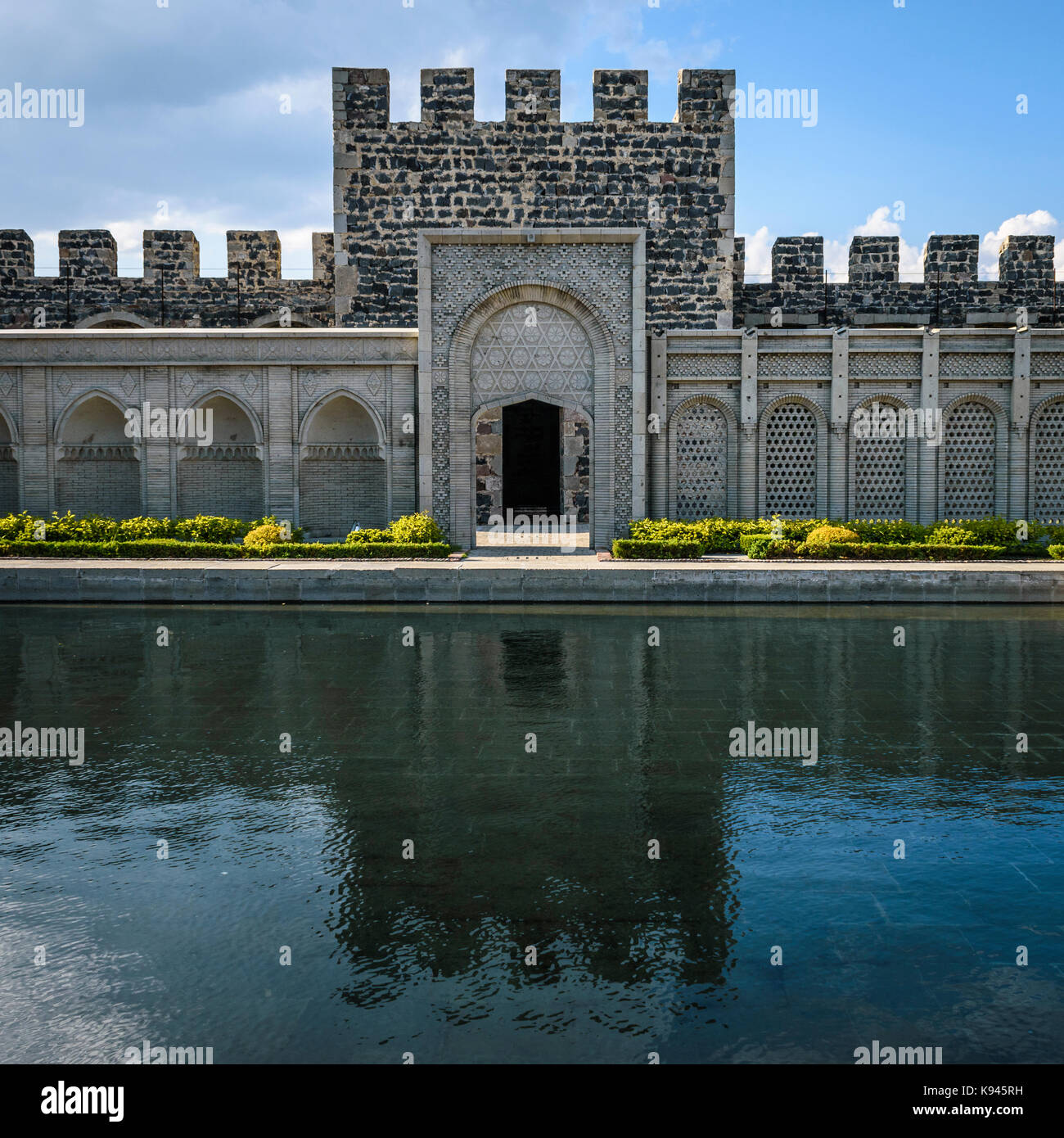 Exterior view of Rabati castle with battlements and arches, Akhaltsikhe ...