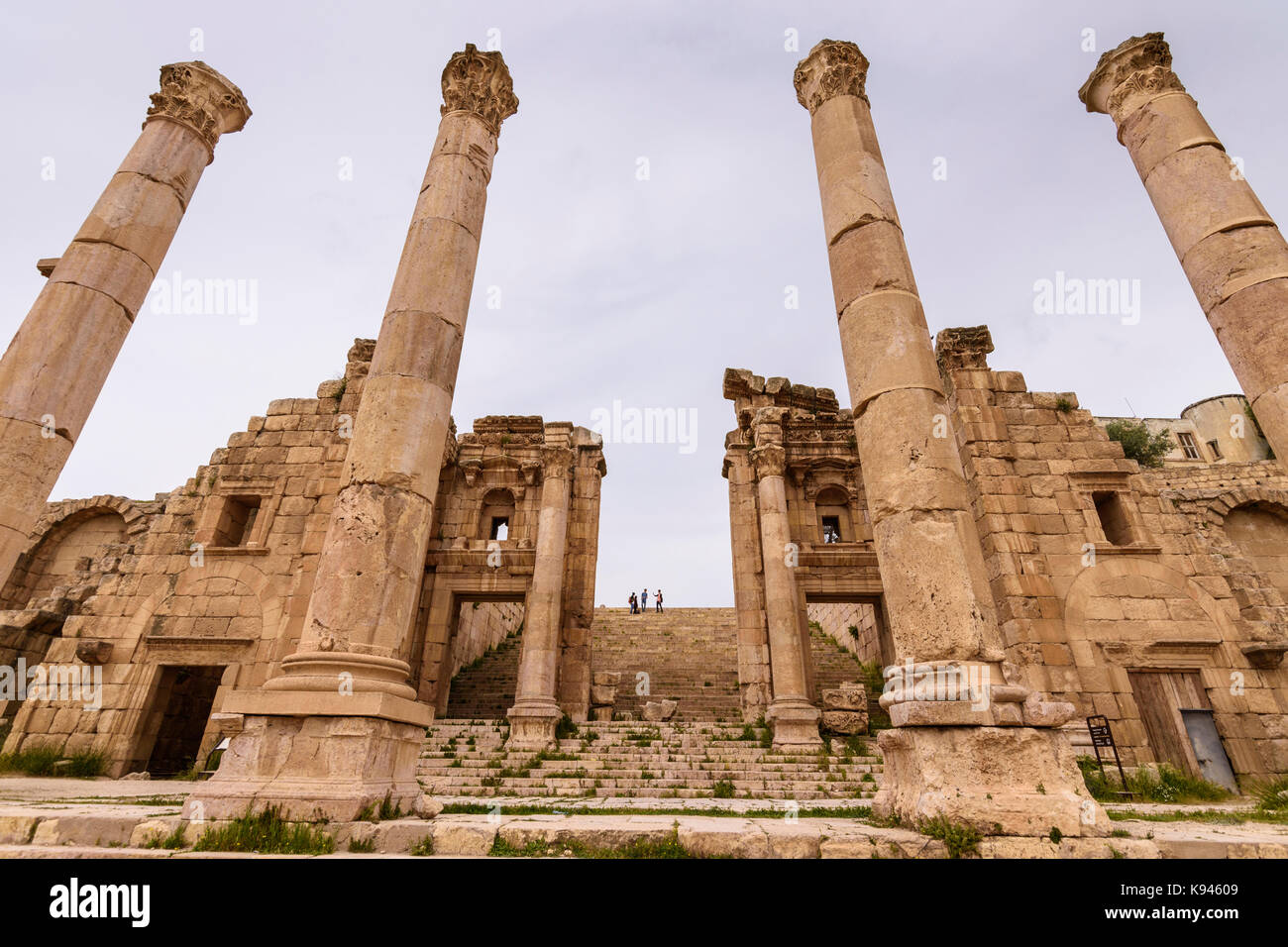 Ancient ruins and columns in Jerash in the North of Jordan Stock Photo ...