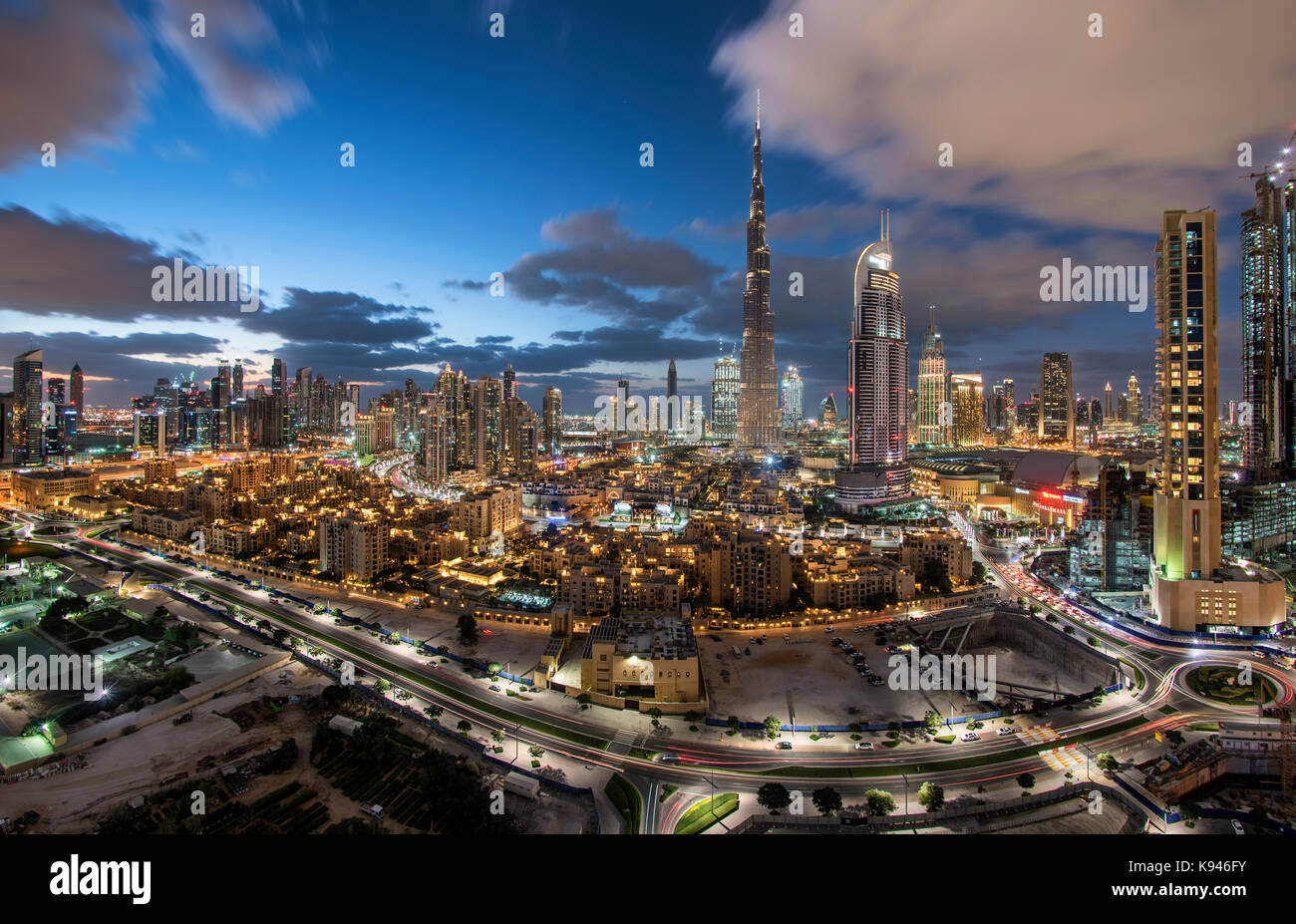 Cityscape of Dubai, United Arab Emirates, with skyscrapers under a ...