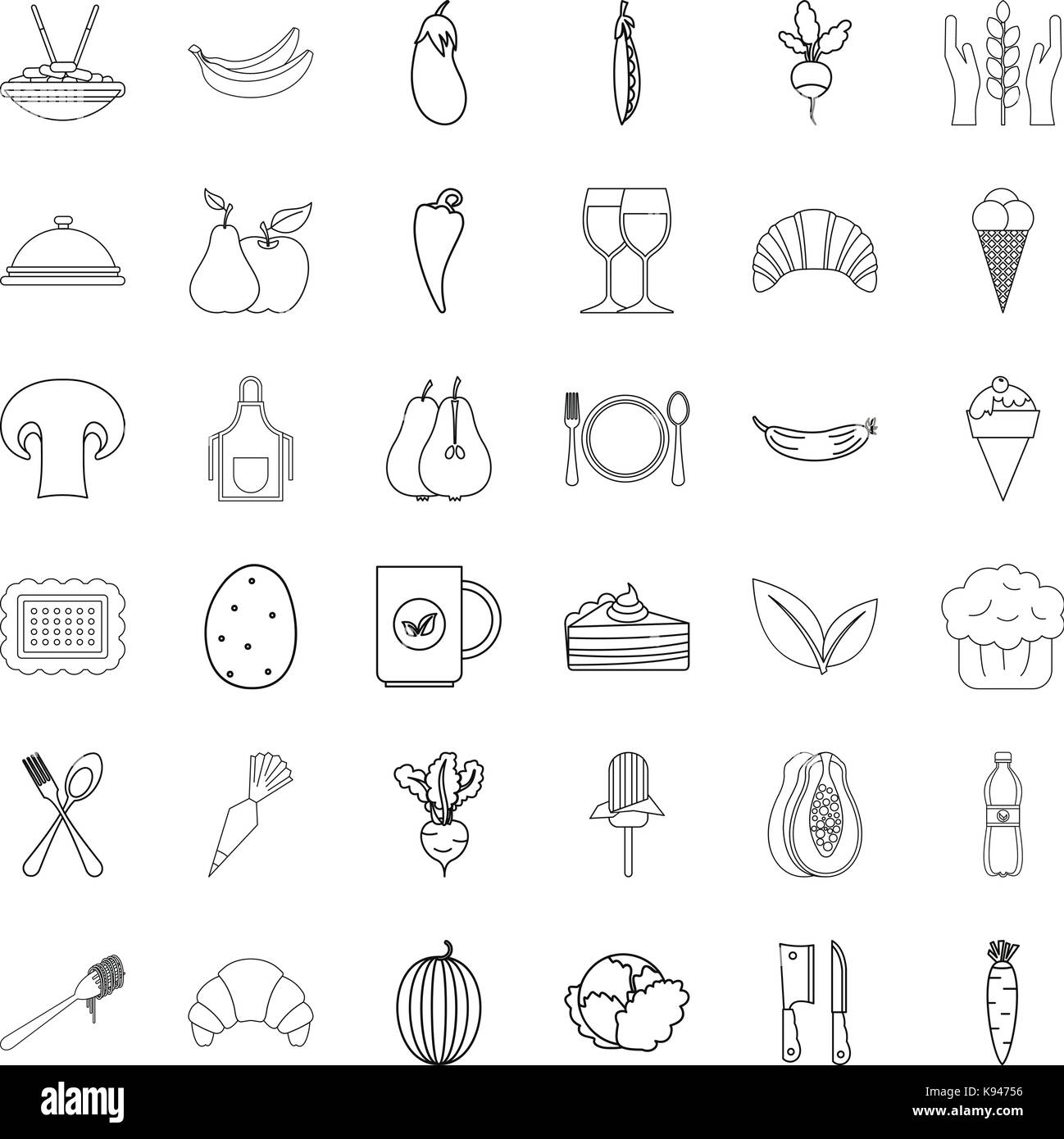 Cafe icons set, outline style Stock Vector Image & Art - Alamy