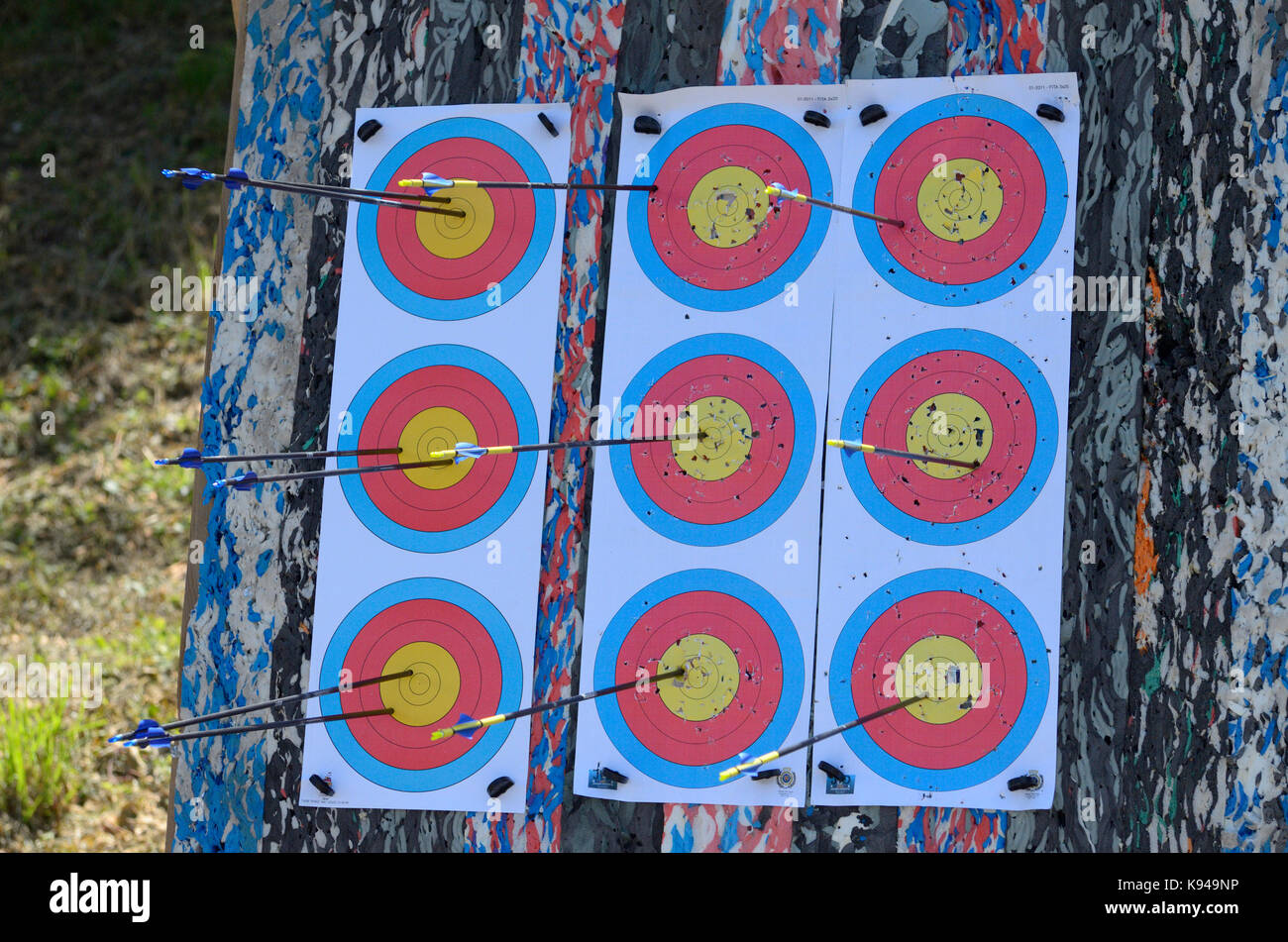 Archery targets with an arrows in them Stock Photo - Alamy