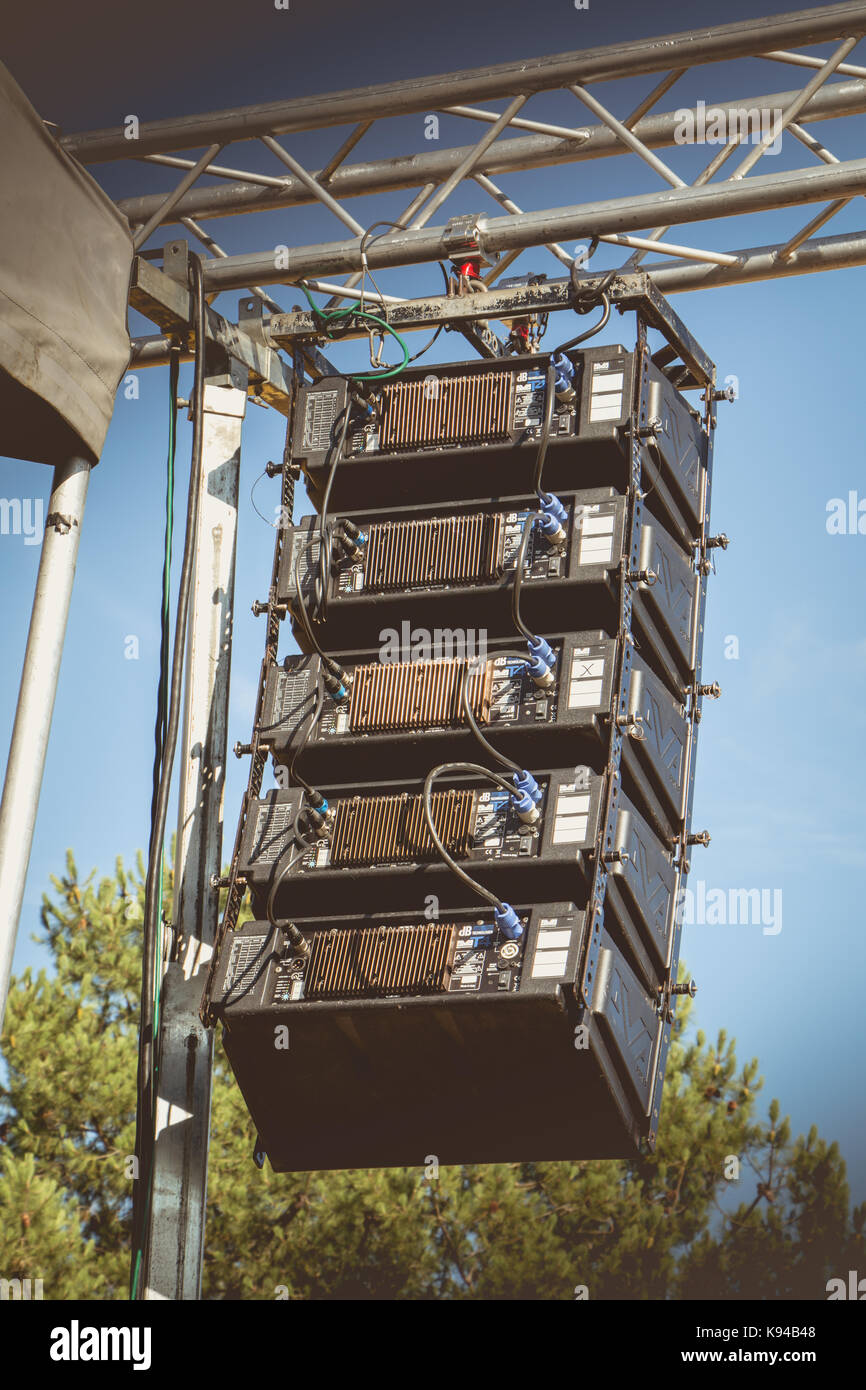 Saint Reverend, France - July 24, 2016 : Line Array DVB-T4 speaker ...