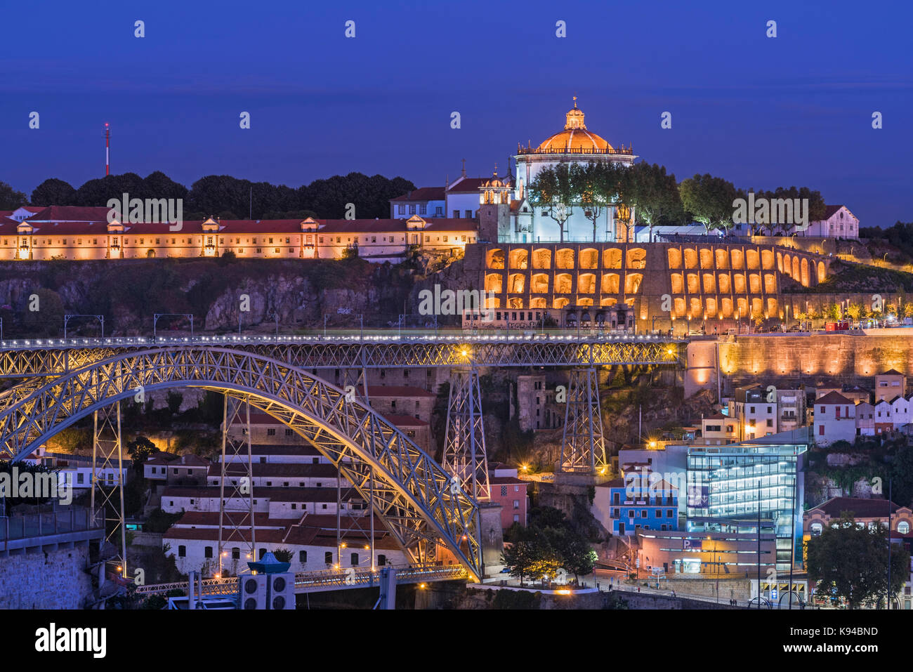 City view to Mosteiro da Serra do Pilar and Dom Luis I Bridge Porto ...