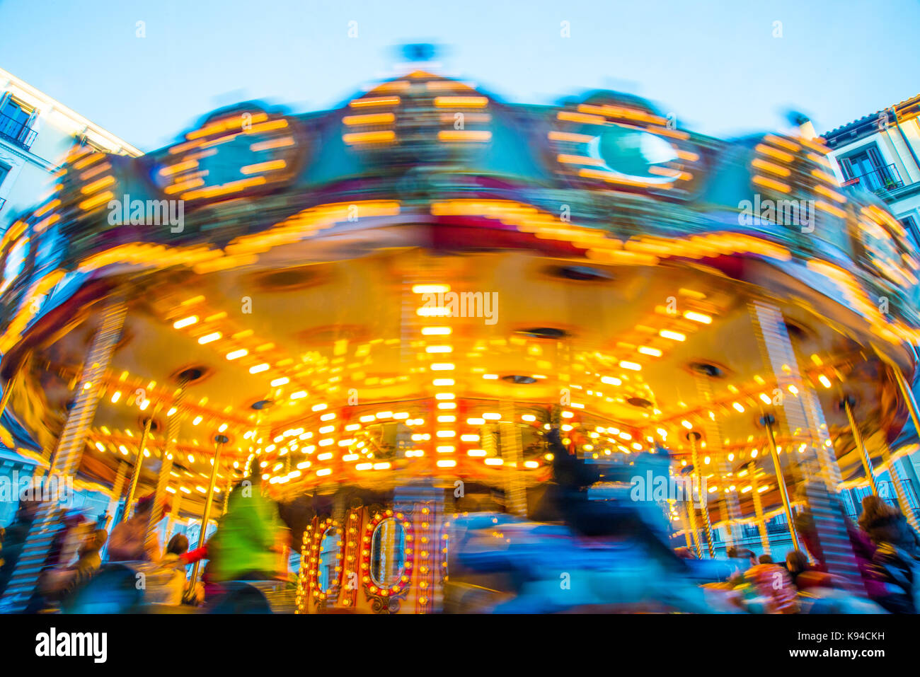 Carousel moving. Madrid, Spain Stock Photo - Alamy