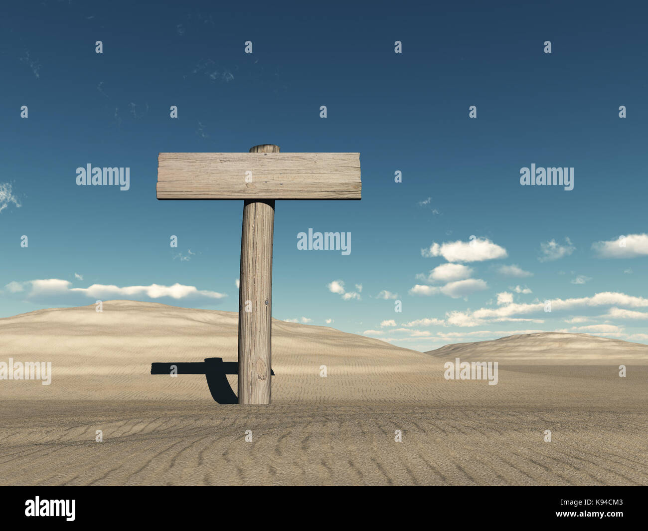 Wooden sign in the desert Stock Photo - Alamy