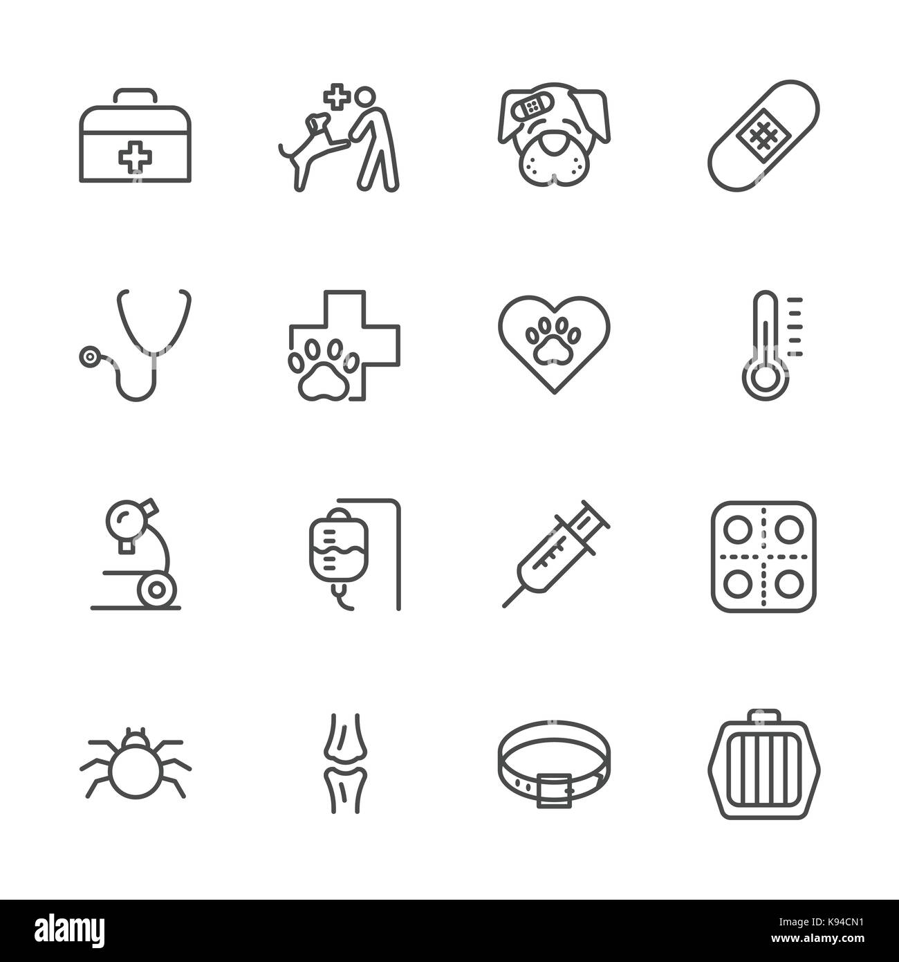 vet clinic, Simple thin line veterinary medicine icons set. Vector icon ...