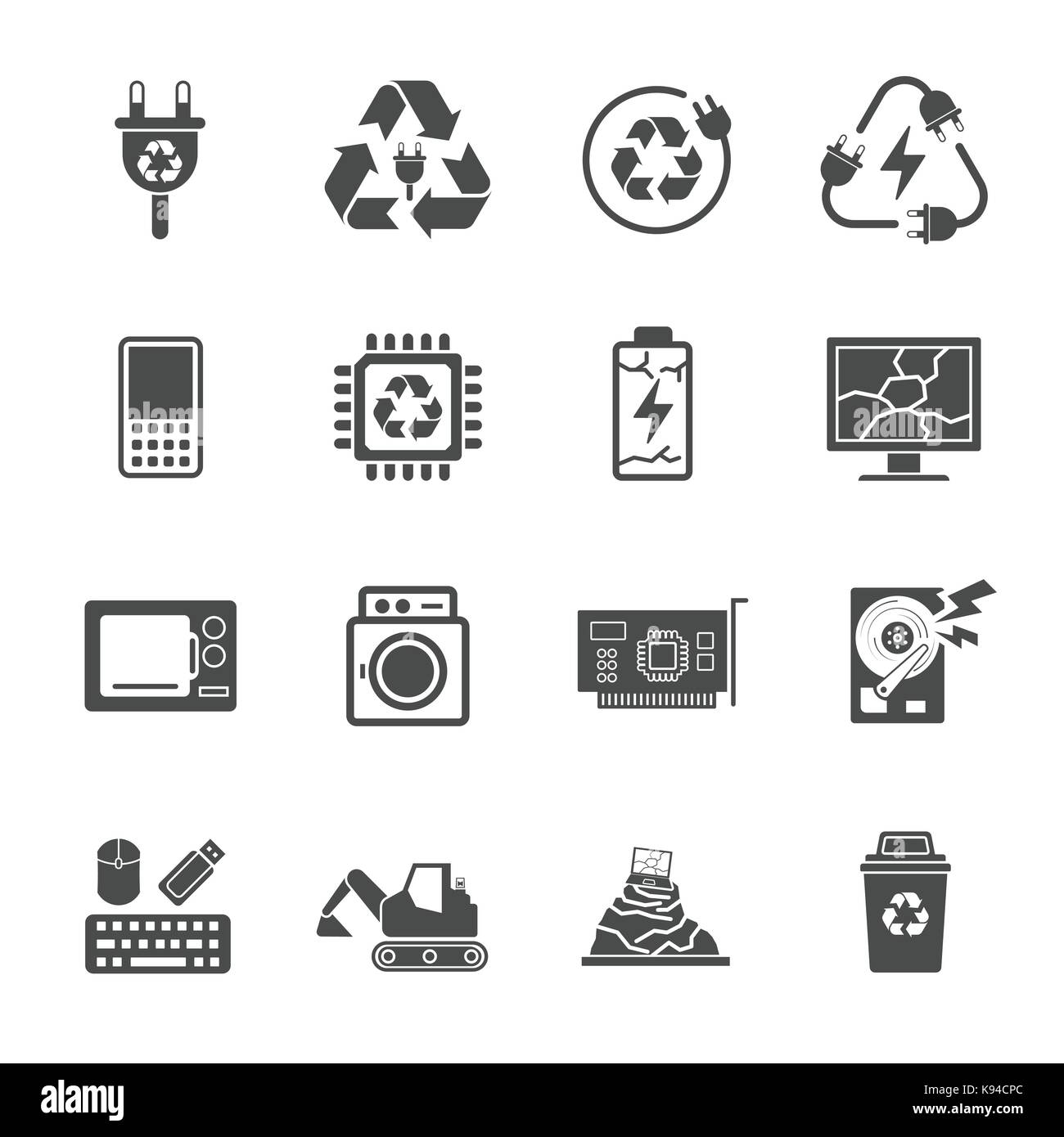 Recycling e-waste garbage, Contains such Icons as Electronic waste ...