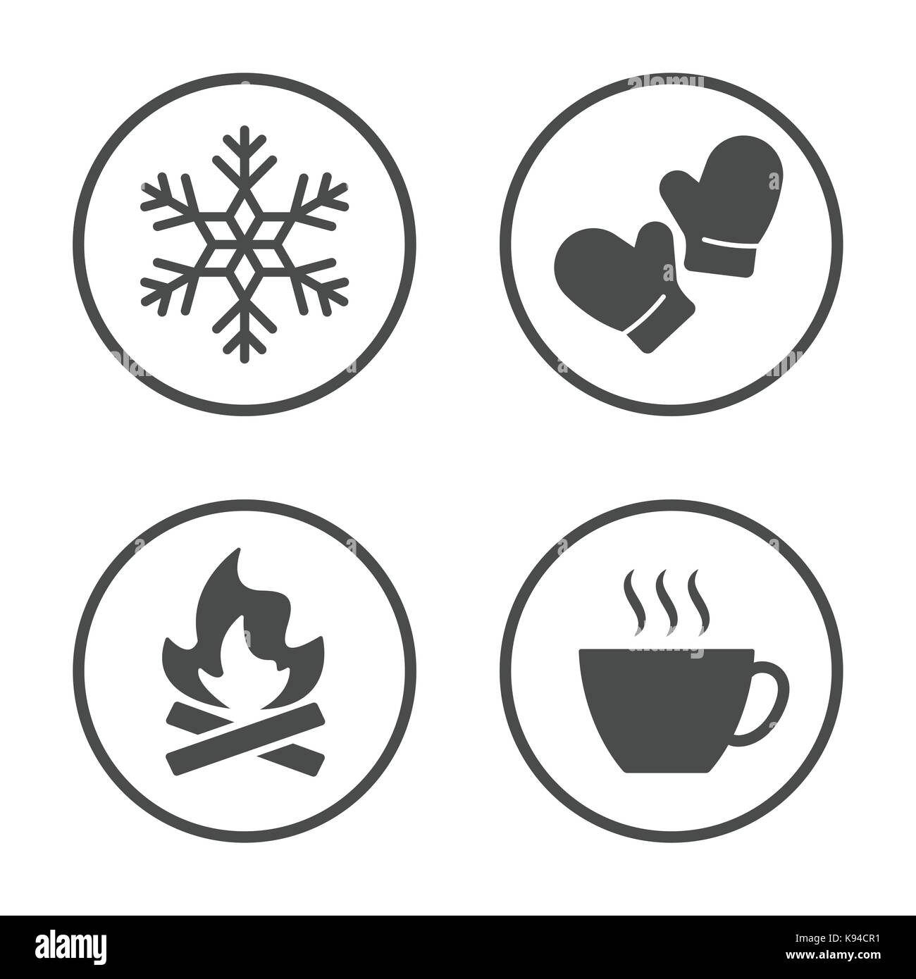 Winter season icon vector design. Simple rounded weather icons set ...