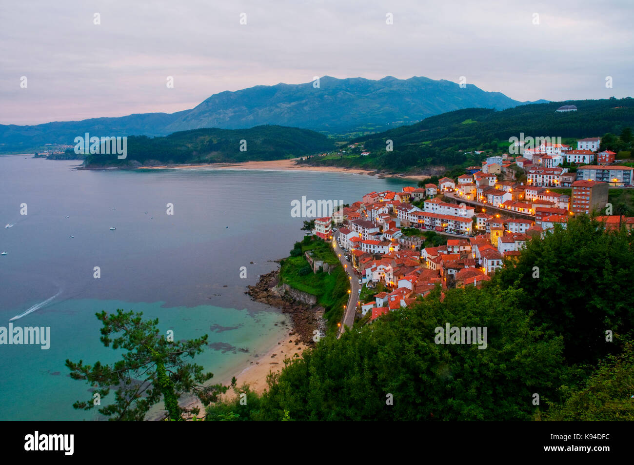 Overview at dusk. Lastres, Asturias, Spain Stock Photo - Alamy