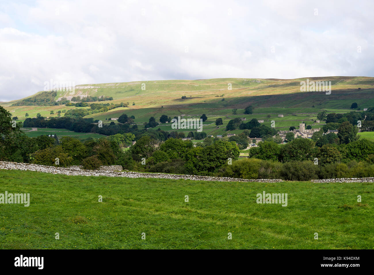 View of Countryside Towards Askrigg with Nappa Scar and Blue Scar in ...