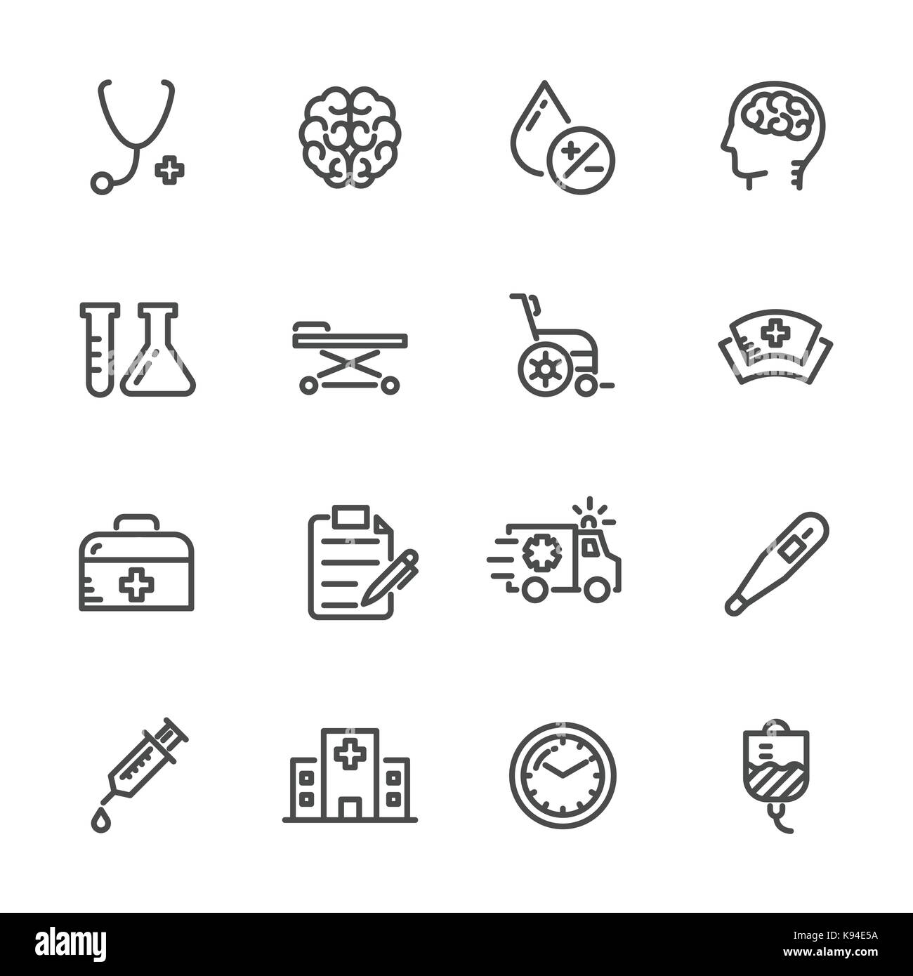 Medical icons set, Hospital and ER. Vector line icons Stock Vector ...