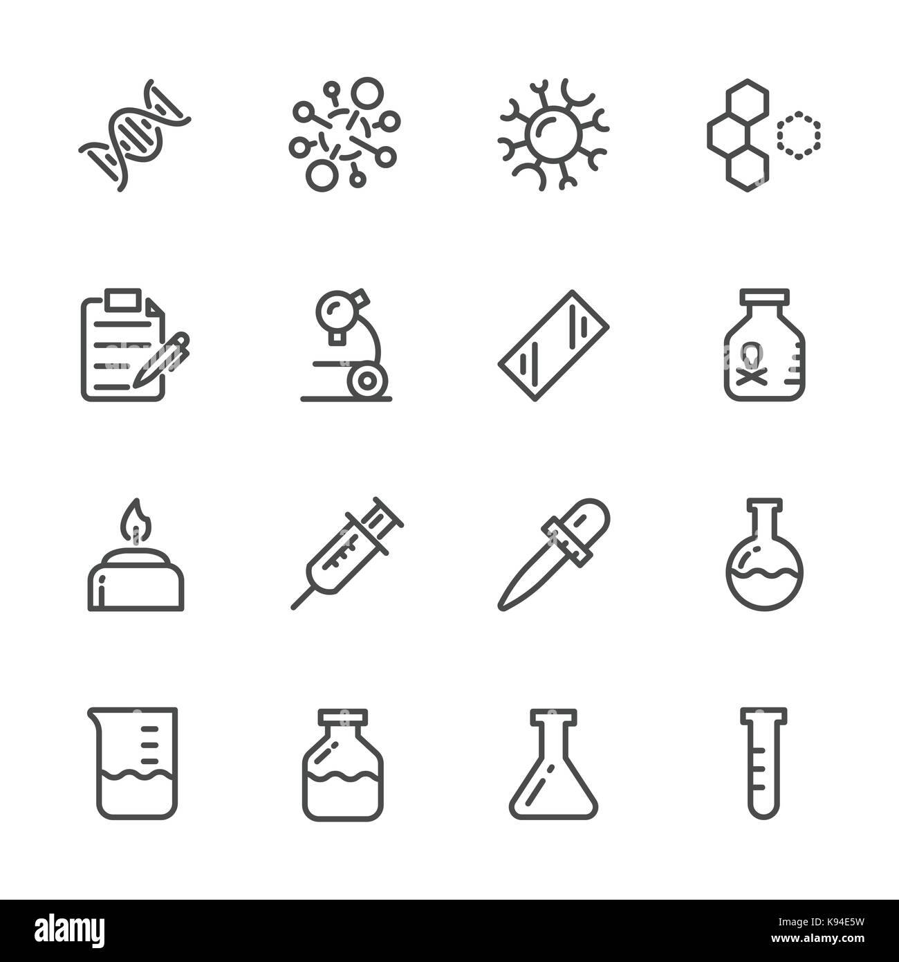Scientific laboratory line icons Black and White Stock Photos & Images ...