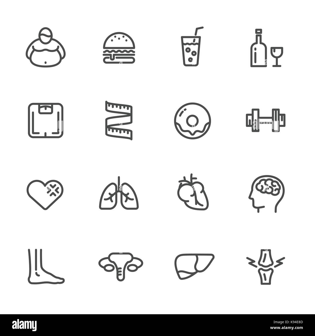 Healthy eating line icons Cut Out Stock Images & Pictures - Alamy