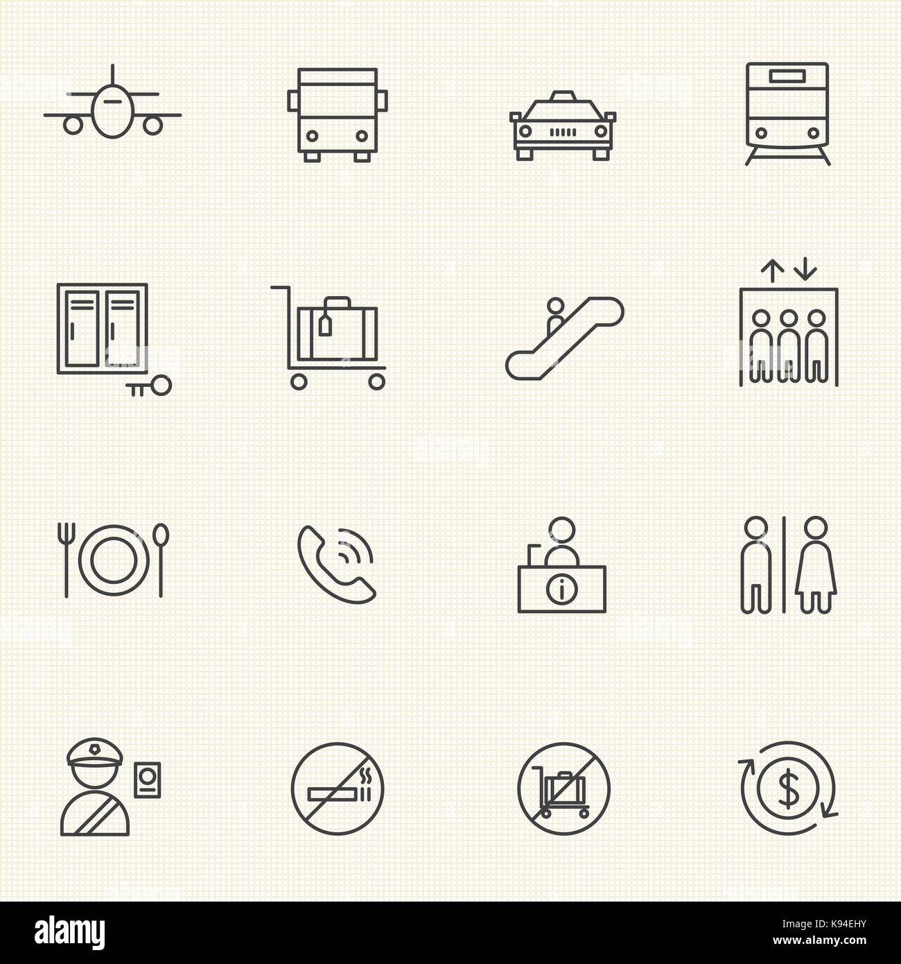 Airport icon sets. Line icons Stock Vector Image & Art - Alamy