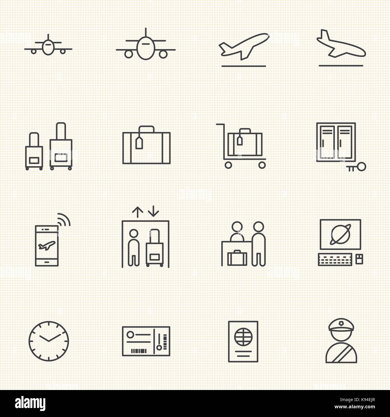 Airport icon sets. Line icons Stock Vector Image & Art - Alamy